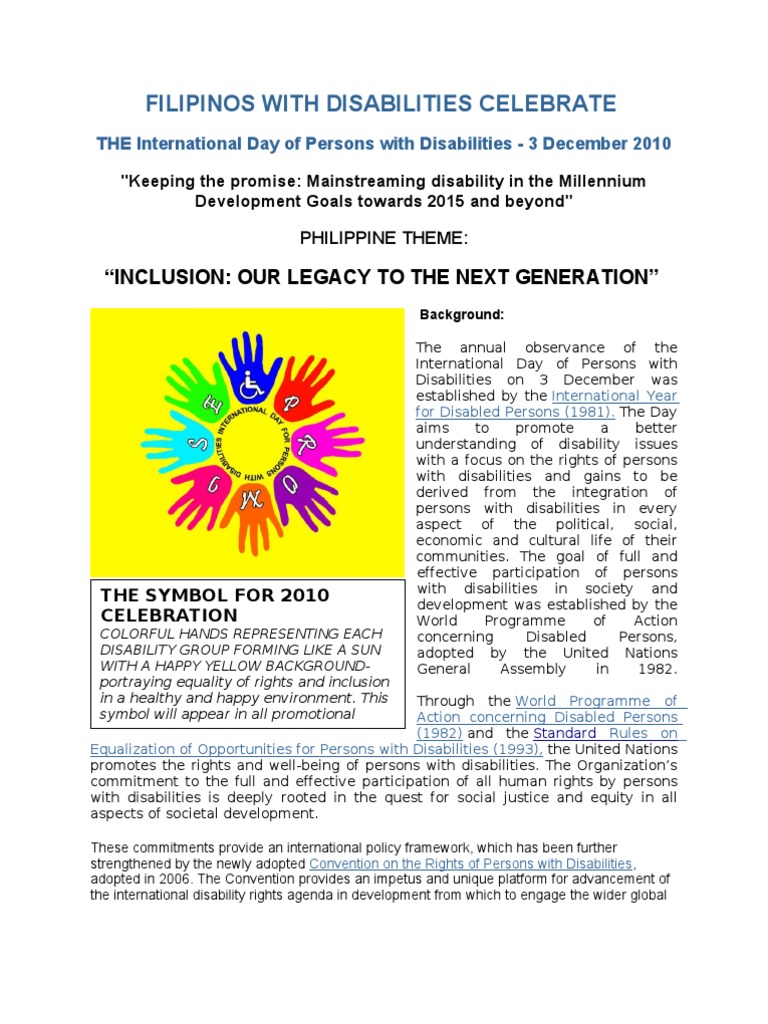 Filipinos With Disabilities Celebrate | PDF | Millennium Development ...