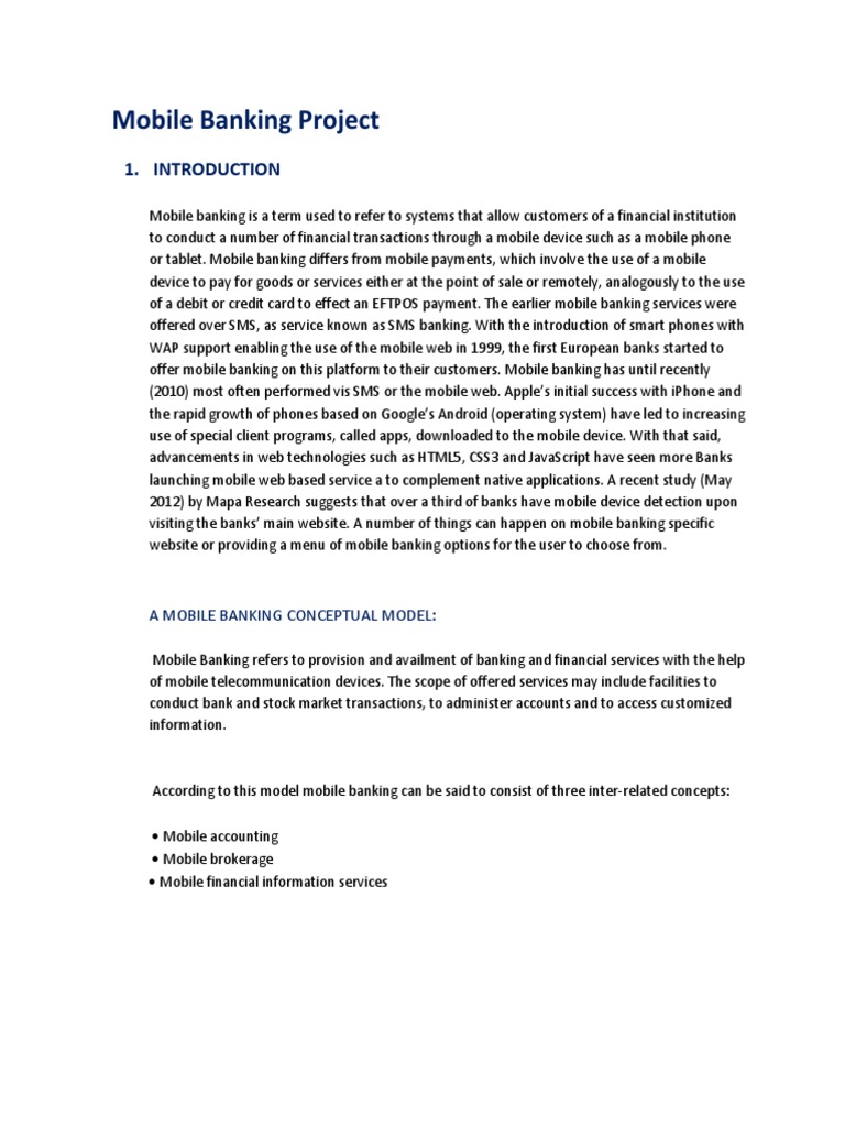 Mobile Banking Project | PDF | Mobile Phones | Business