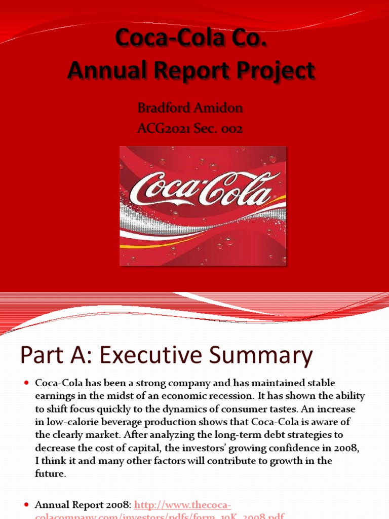 Coca-Cola 2008 Financial Analysis | PDF | Revenue | Equity (Finance)