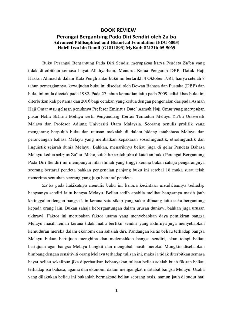 Perangai Bergantung Pada Diri Sendiri | PDF