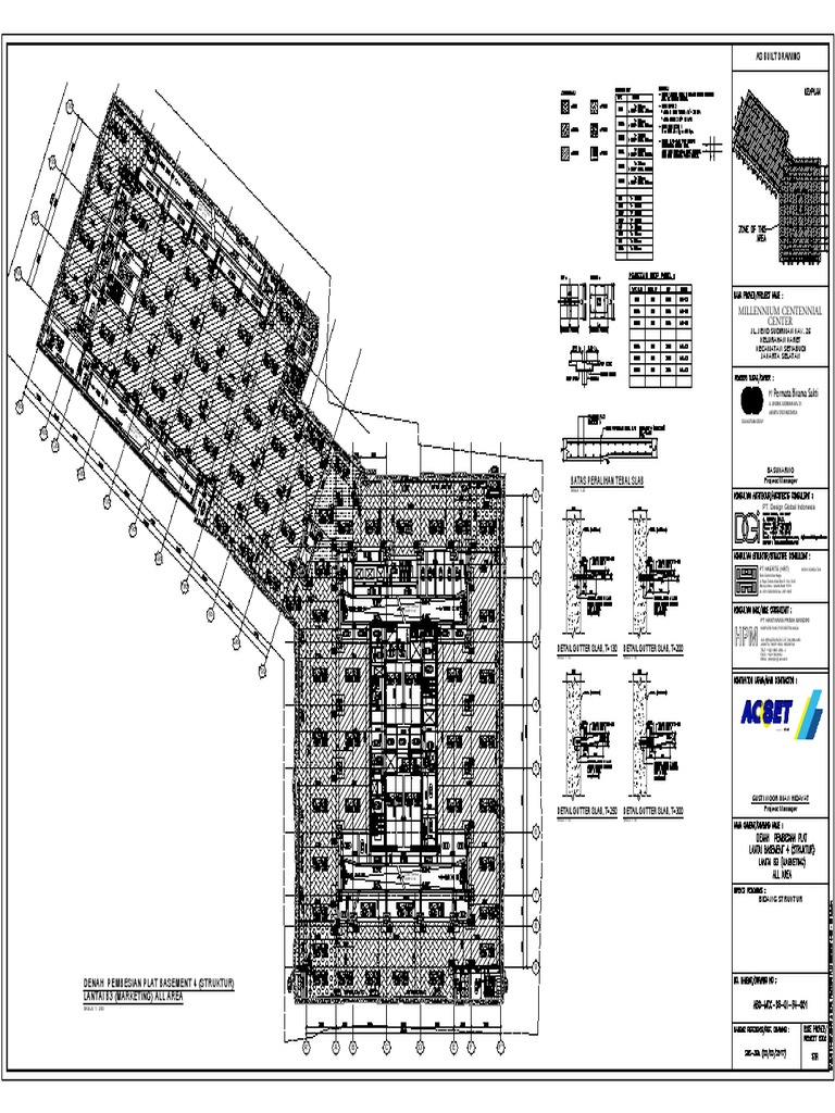 Denah & Detail Pembesian Plat Basement 4 (S) - B3 (M) - Denah Plat1 PDF ...