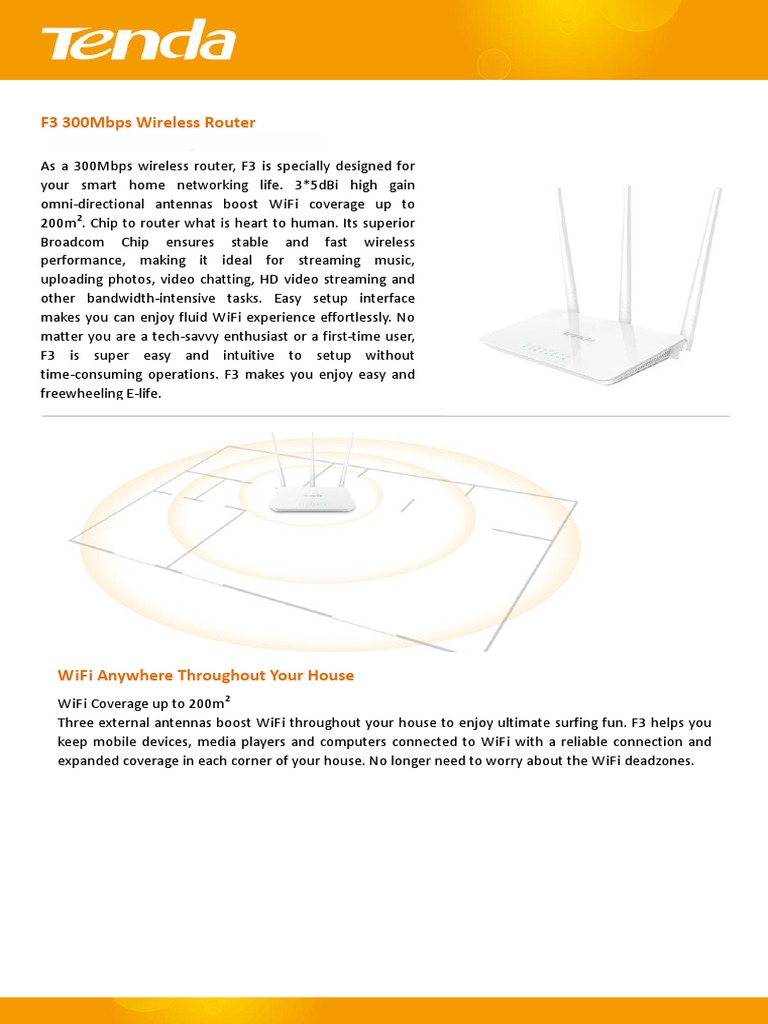 Tenda F3-Datasheet | PDF | Wi Fi | Ieee 802.11