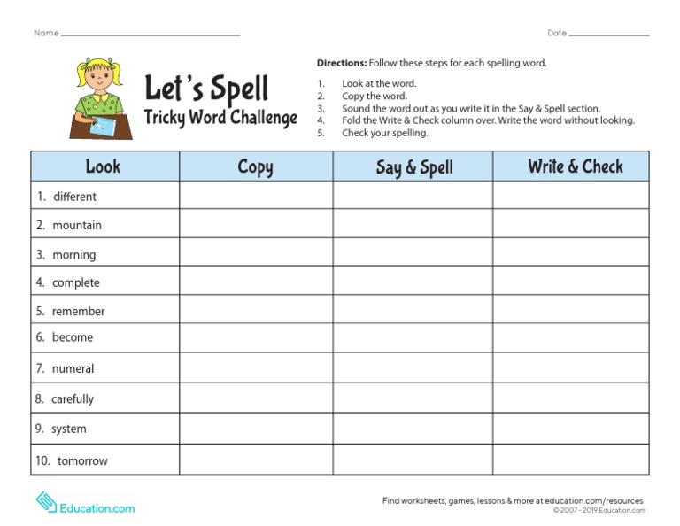 Lets Spell Tricky Word Challenge | PDF