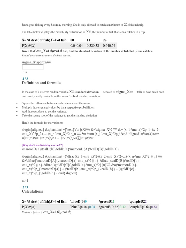 Standard Diviation of Discrete Random Variable | PDF | Variance ...