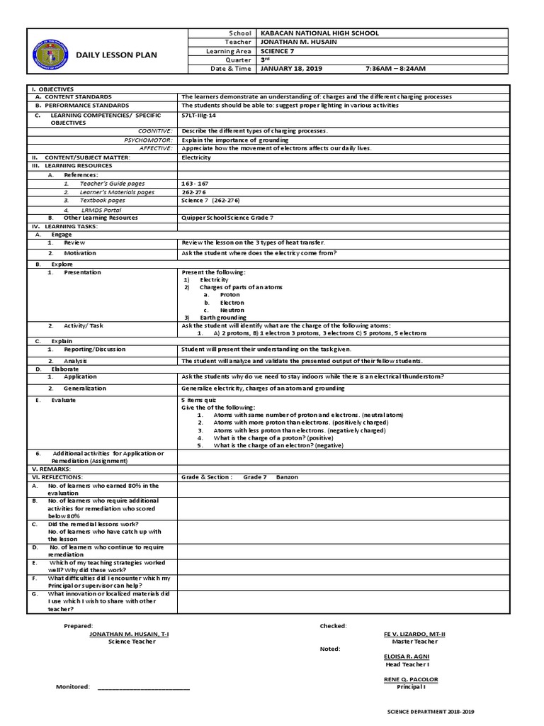 Exploring Charges and Charging Processes: A Daily Lesson Plan on ...