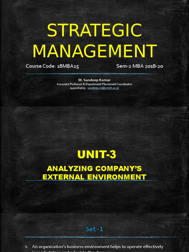 Strategic Management: Course Code: 18MBA25 Sem-2 MBA 2018-20 | PDF ...