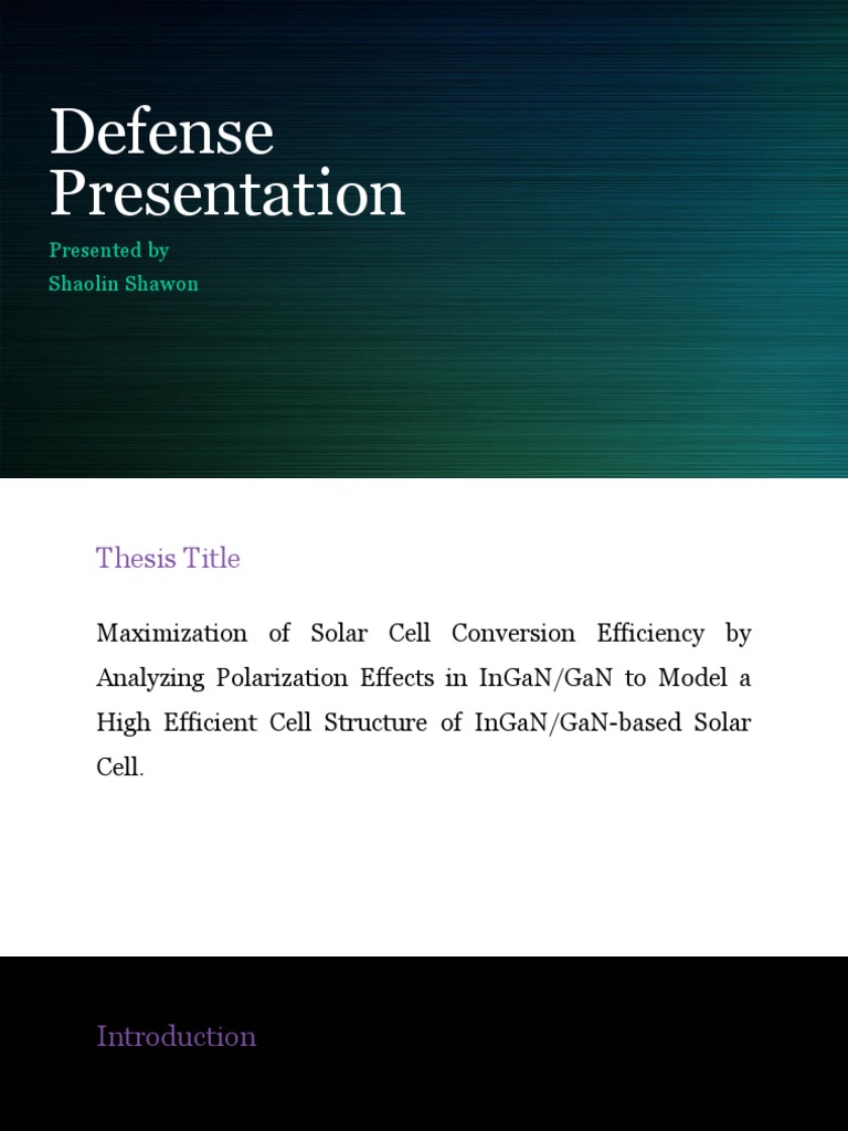 Defense Presentation: Presented by Shaolin Shawon | PDF