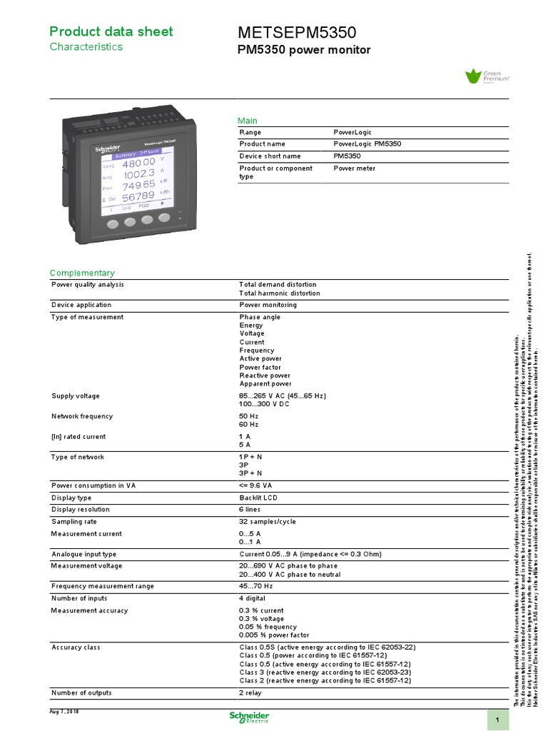 PowerLogic METSEPM5350 | PDF | Alternating Current | Ac Power