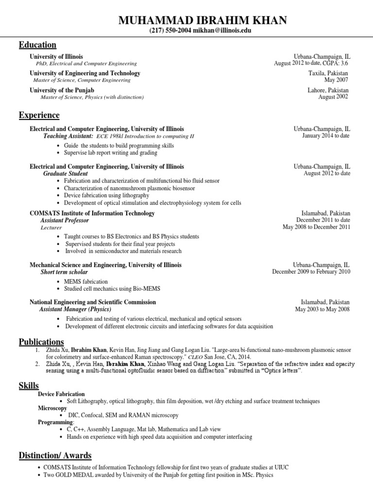 Sample Resume | PDF | Semiconductor Device Fabrication | Plasmon