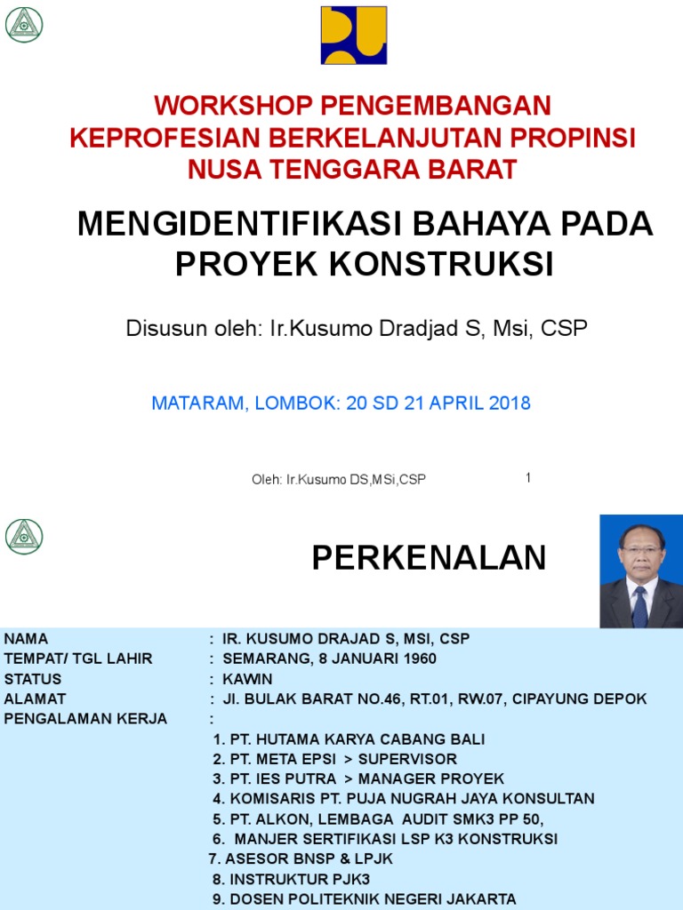 CPD Ahli K3 Konstruksi 21 07 Identifikasi Bahaya | PDF