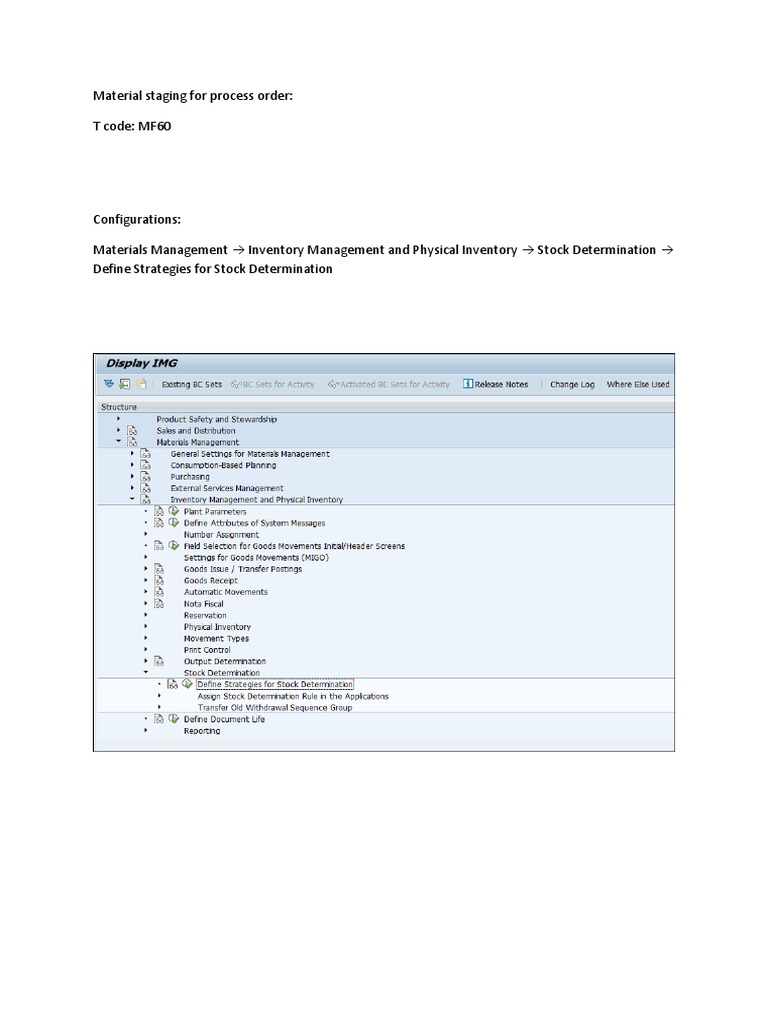 Material Staging For Process Order | PDF
