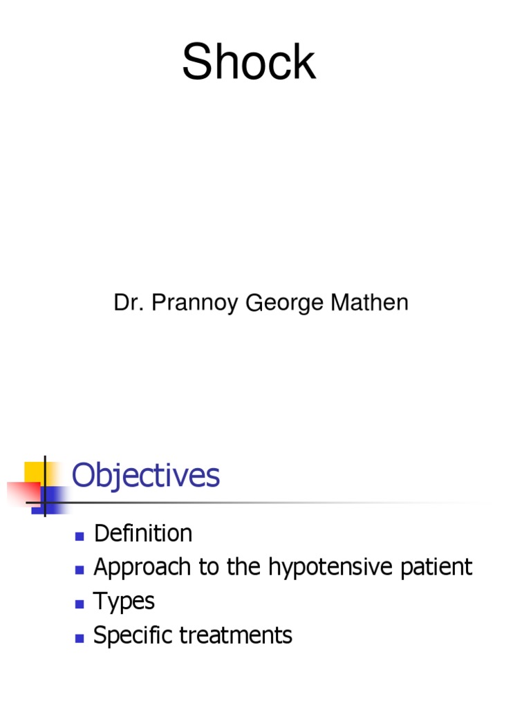 Management of Shock in Emergency Room by DR Prannoy George, Department ...