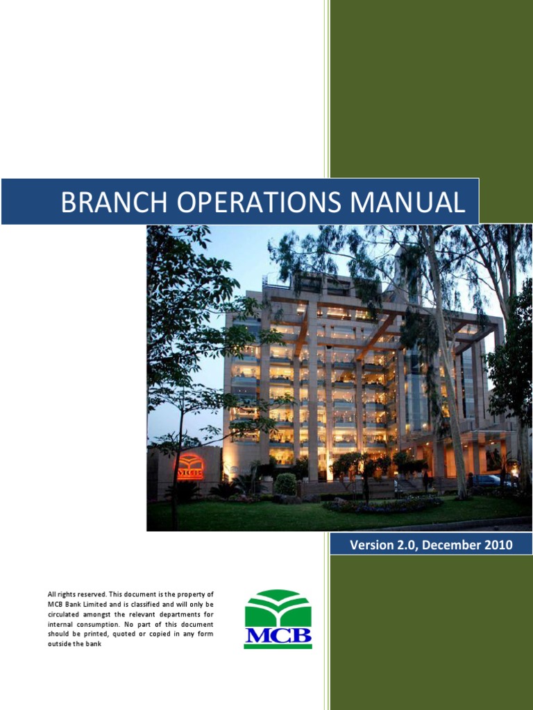 Branch Operations Manual v2.0 - December 2010 | PDF | Cheque | Deposit ...