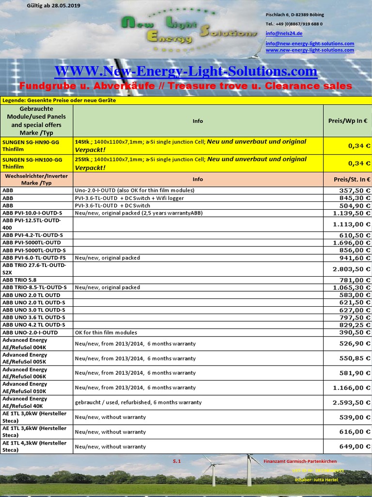 PV-Fundgrube - Abverkäufe / PV-Trasher Box | PDF