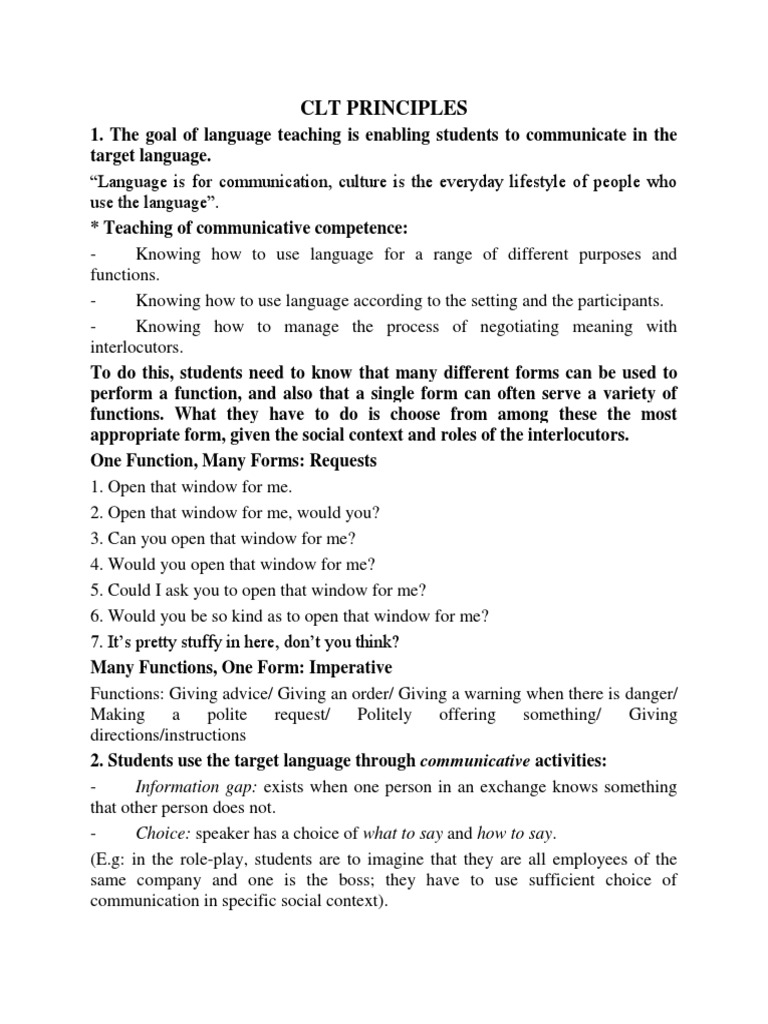 Principles of Communicative Language Teaching | PDF | Epistemology ...
