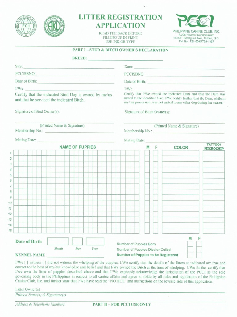 Litter Application Form PDF | PDF