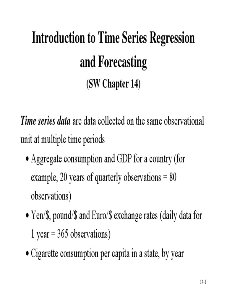 Introduction To Time Series Regression and Forecasting: (SW Chapter 14 ...