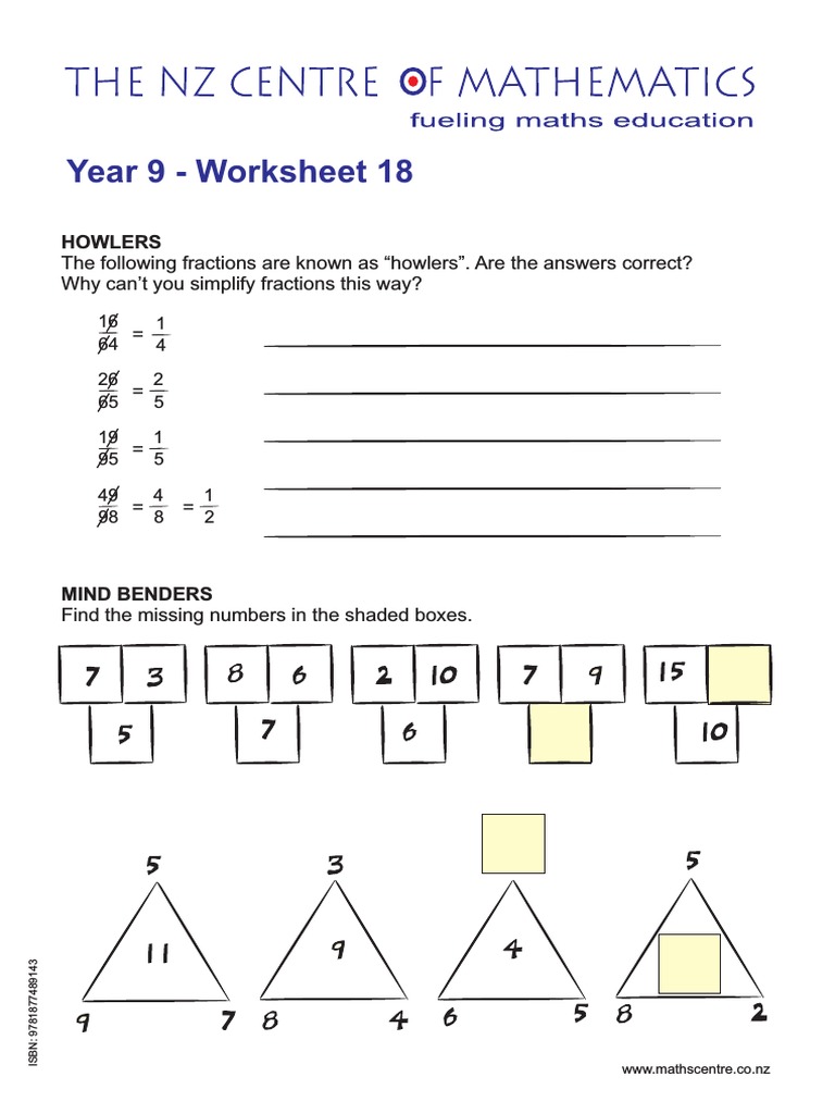 Year 9 - Worksheet 18: Howlers | PDF | Geometry | Teaching Mathematics