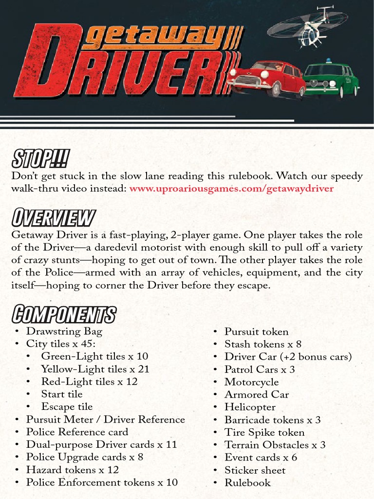 Getaway Driver - Rules | PDF | Police Car | Vehicles