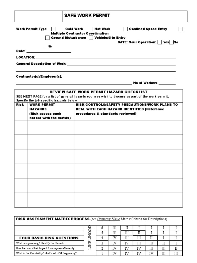 Work Permit Sample For Contractro Tres | PDF | Hazards | Combustion
