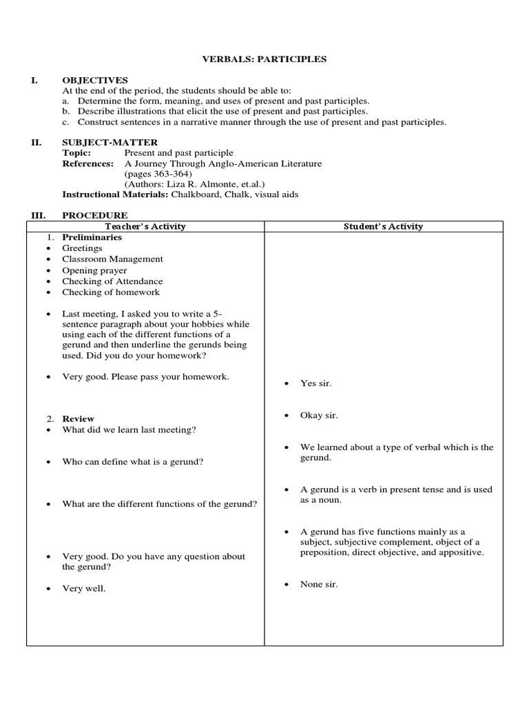 Detailed Lesson Plan For Grade 9 - English | PDF | Verb | Semantic Units