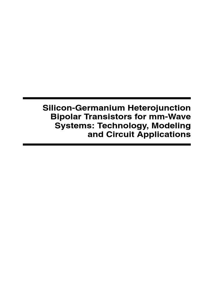 Silicon-Germanium Heterojunction Bipolar Transistors For Mm-Wave ...