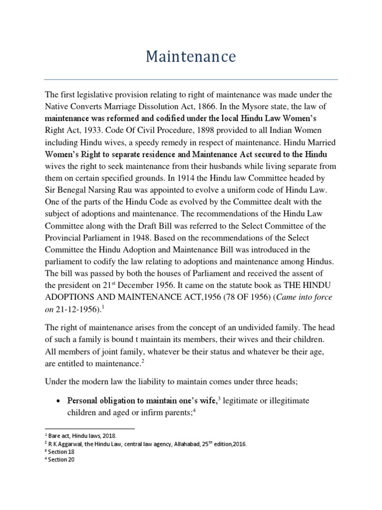 Maintenance Family Law 2019. | PDF | Wife | Husband