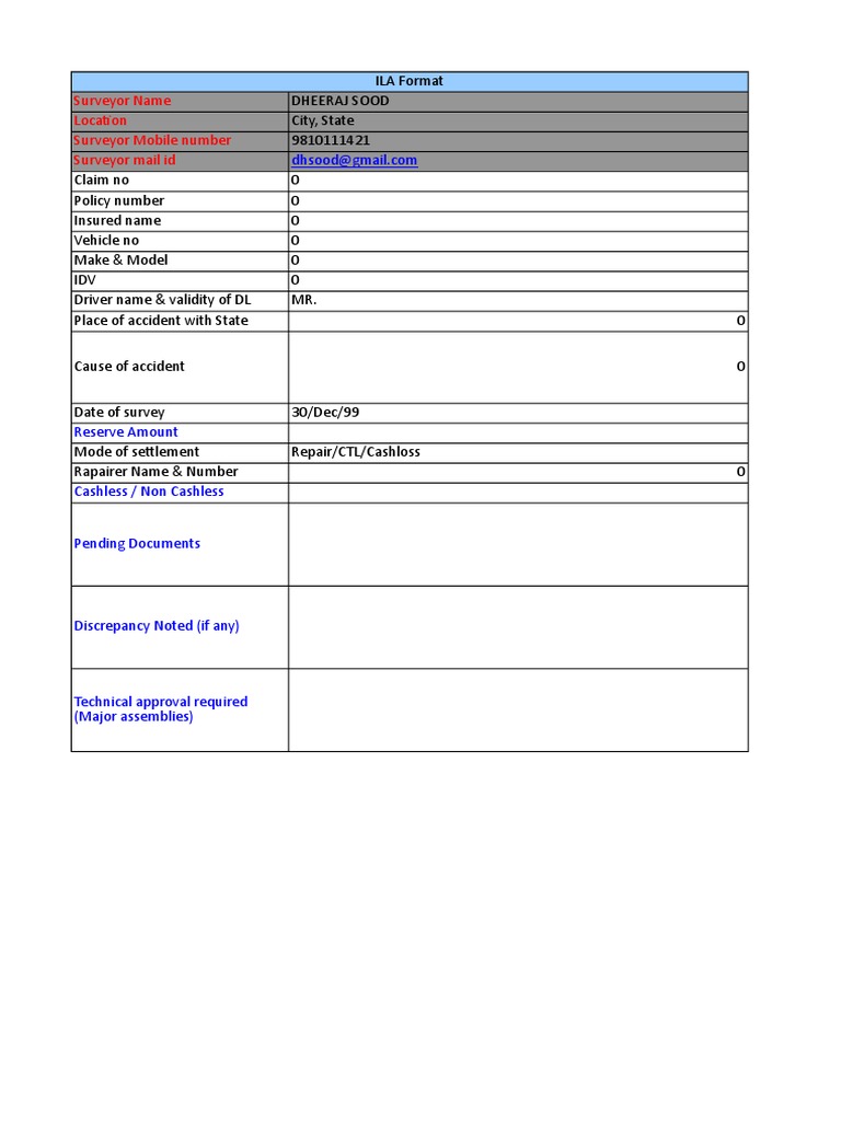 Survey Report Format SBIGIC FRONT SHEET | PDF | Liability Insurance | Insurance