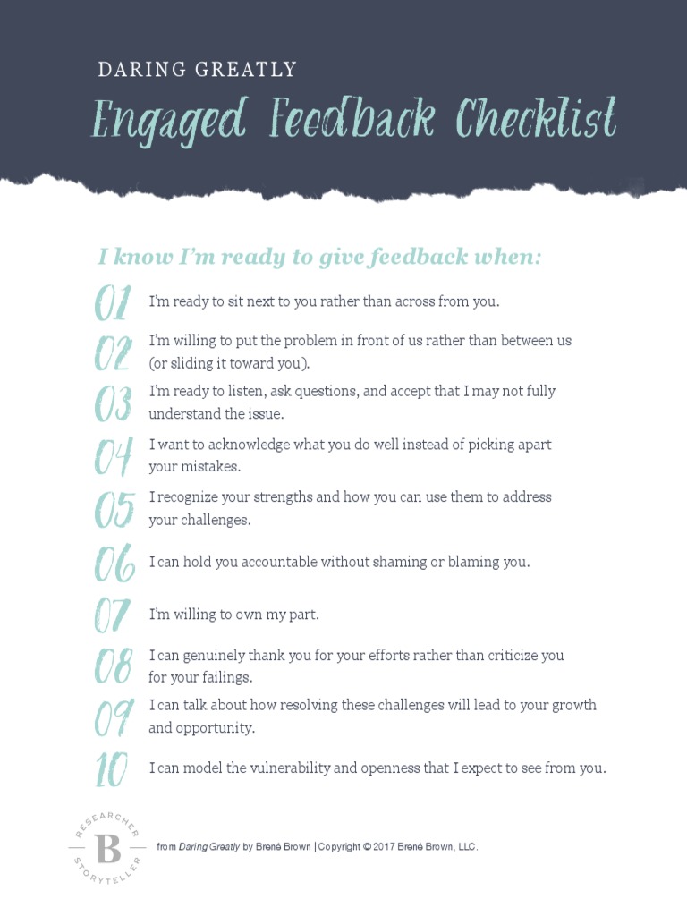 Engaged Feedback Checklist Download PDF | PDF
