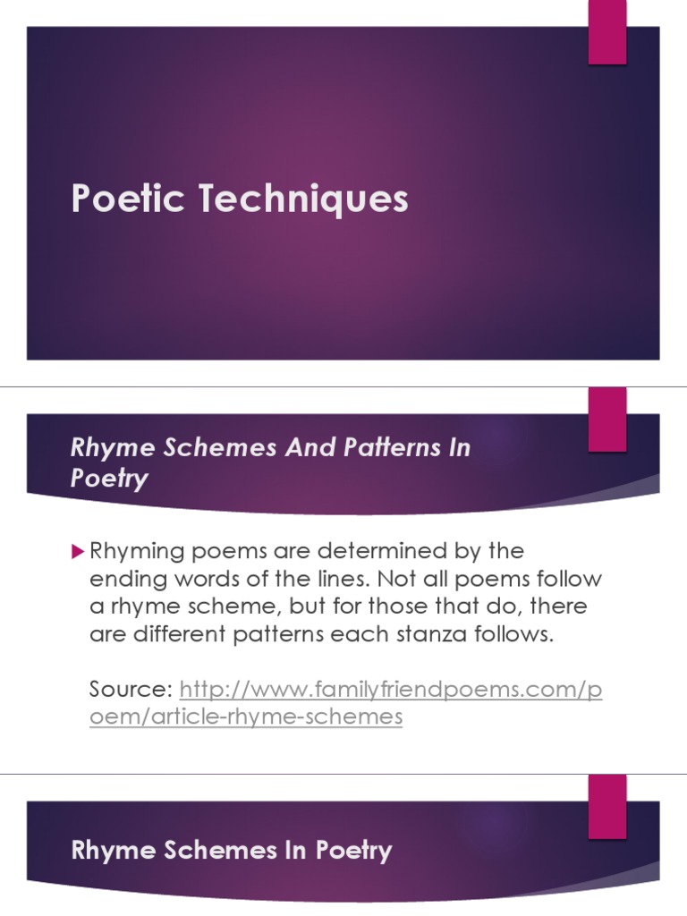 Poetic Techniques | PDF | Rhyme | Poetry