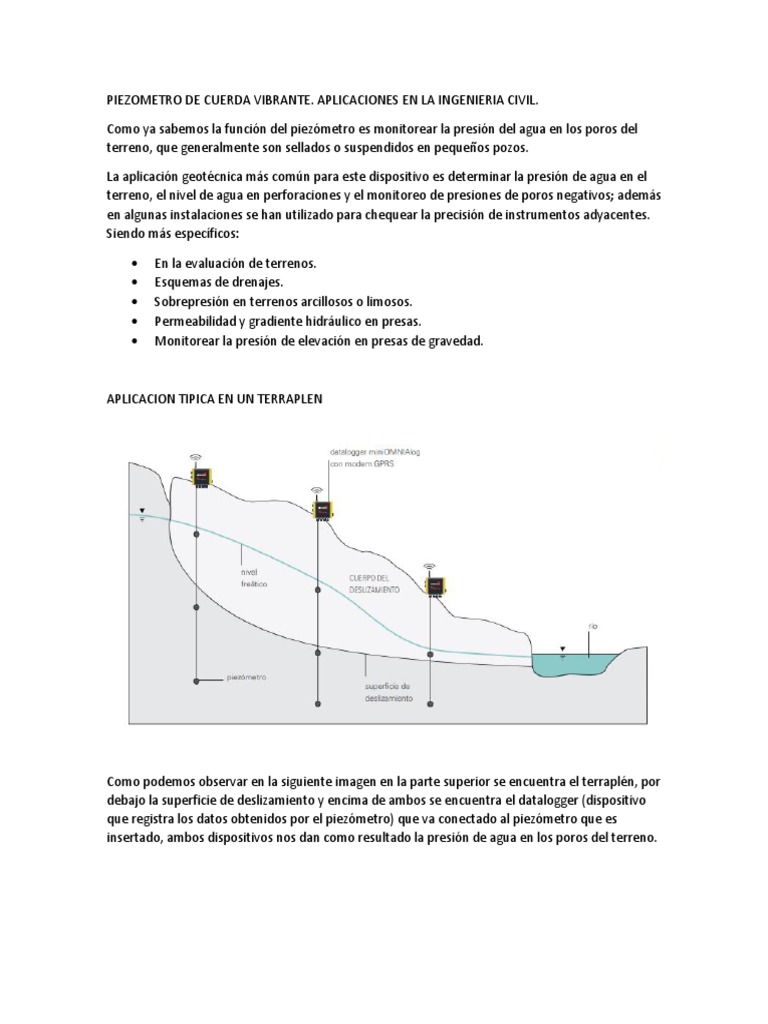 Piezómetros de Cuerda Vibrante en Ingeniería | PDF | Tecnología