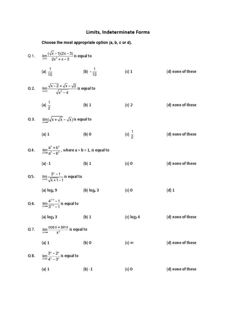 03 - Limits, Indeterminate Forms | PDF | Function (Mathematics) | Calculus