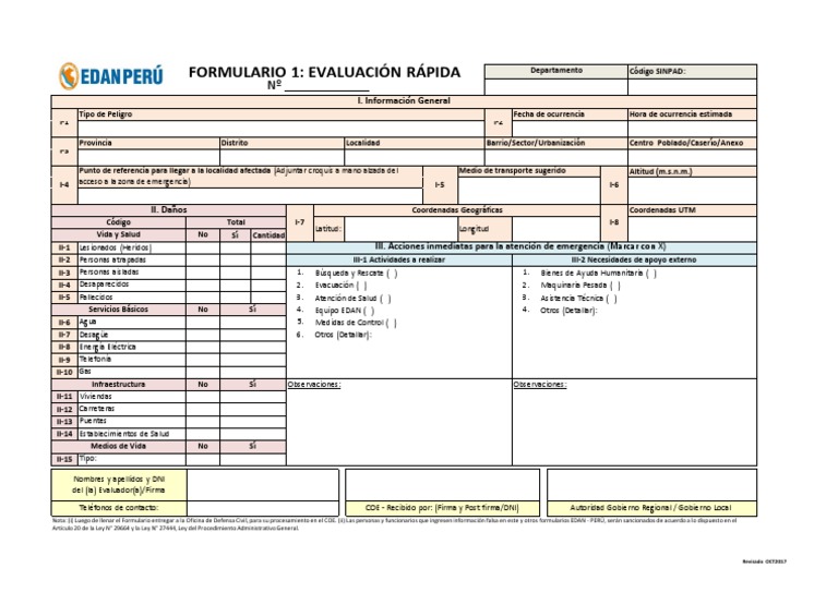 EDAN - Form. 01 - Evaluación Rápida | PDF | Naturaleza