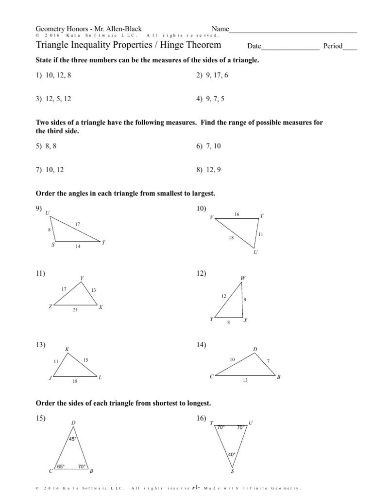 Hinge Theorem | PDF | Triangle | Geometric Shapes