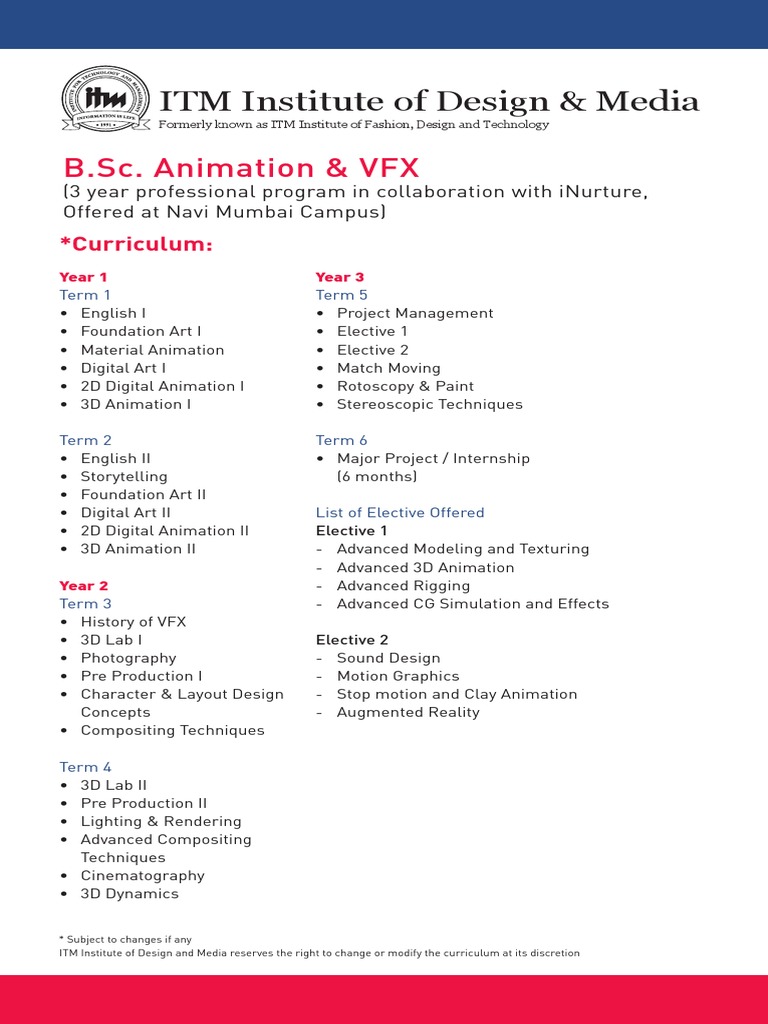 B.Sc. Animation & VFX Curriculum Overview | PDF