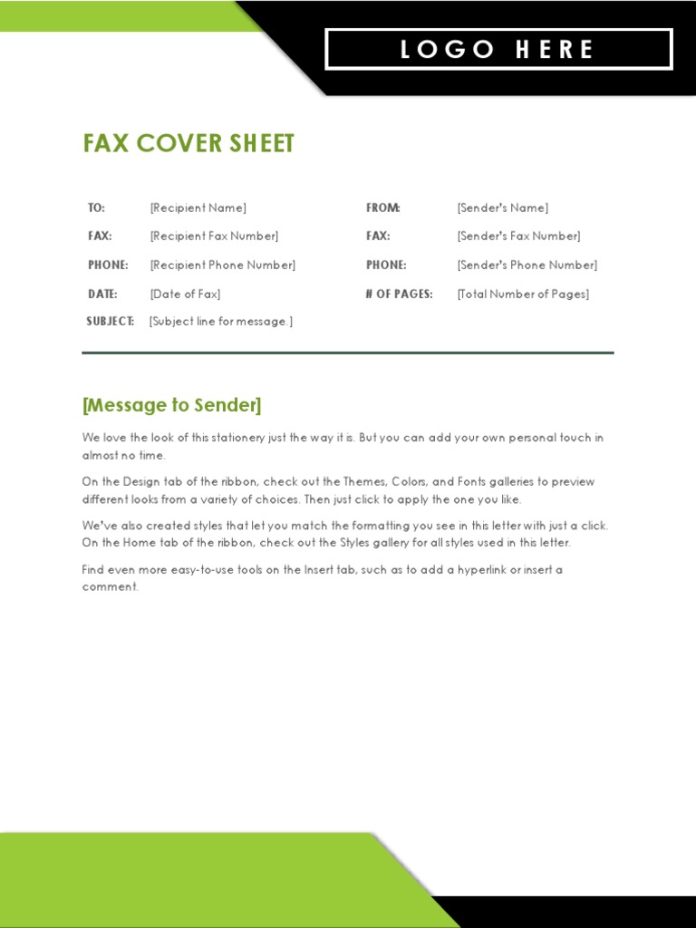 Fax Cover Sheet: Logo Here | PDF