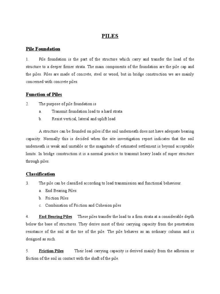 Piles: Pile Foundation | PDF | Deep Foundation | Casing (Borehole)