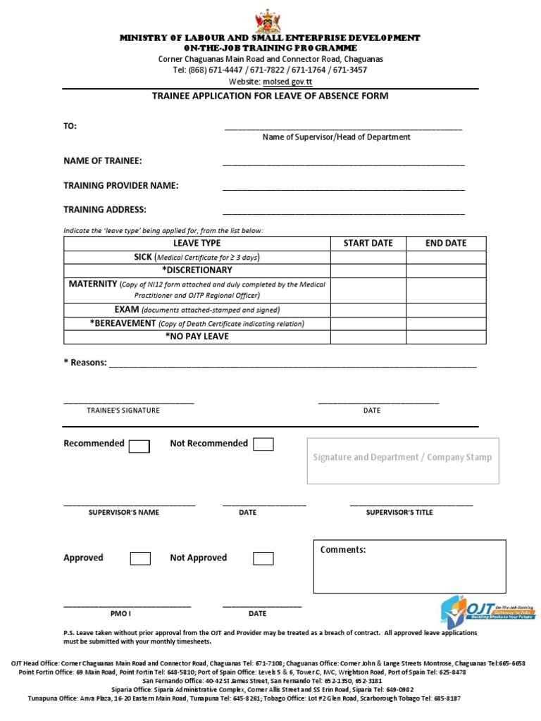 New OJT Leave of Absence | PDF | Government Information | Government