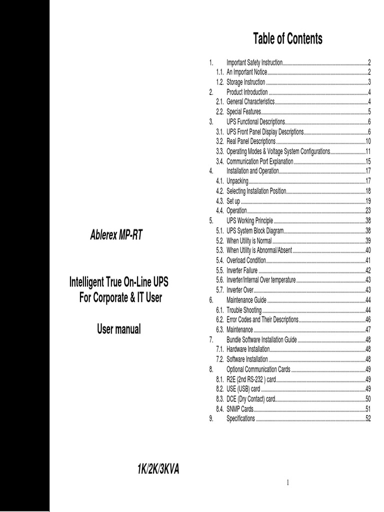 Ablerex MP-RT UPS User Manual | PDF | Power Inverter | Electrical Connector