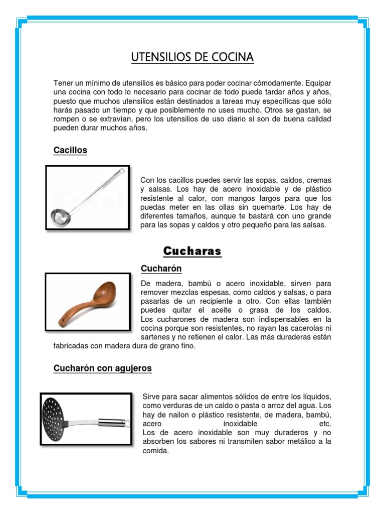 Utensilios de Cocina | PDF | Estufa de cocina | Té