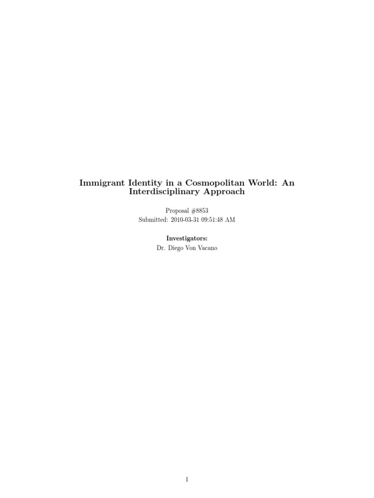 Immigrant Identity in Cosmopolitan World | PDF | Identity (Social ...