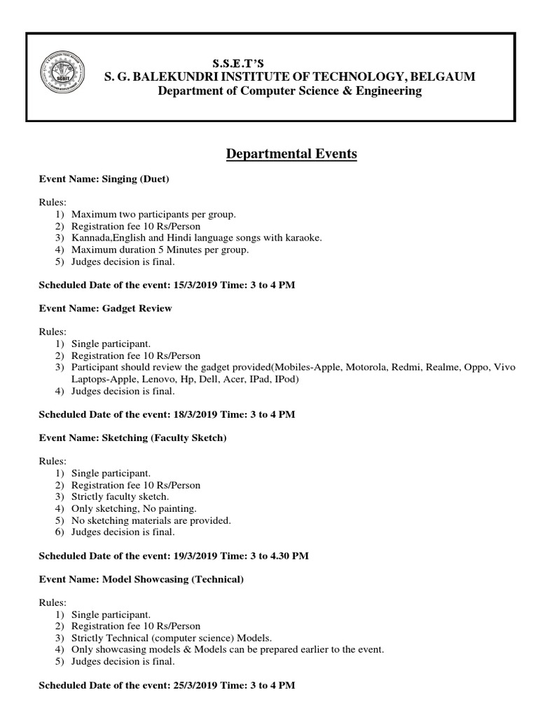 S.S.E.T'S S. G. Balekundri Institute OF Technology, Belgaum Department ...