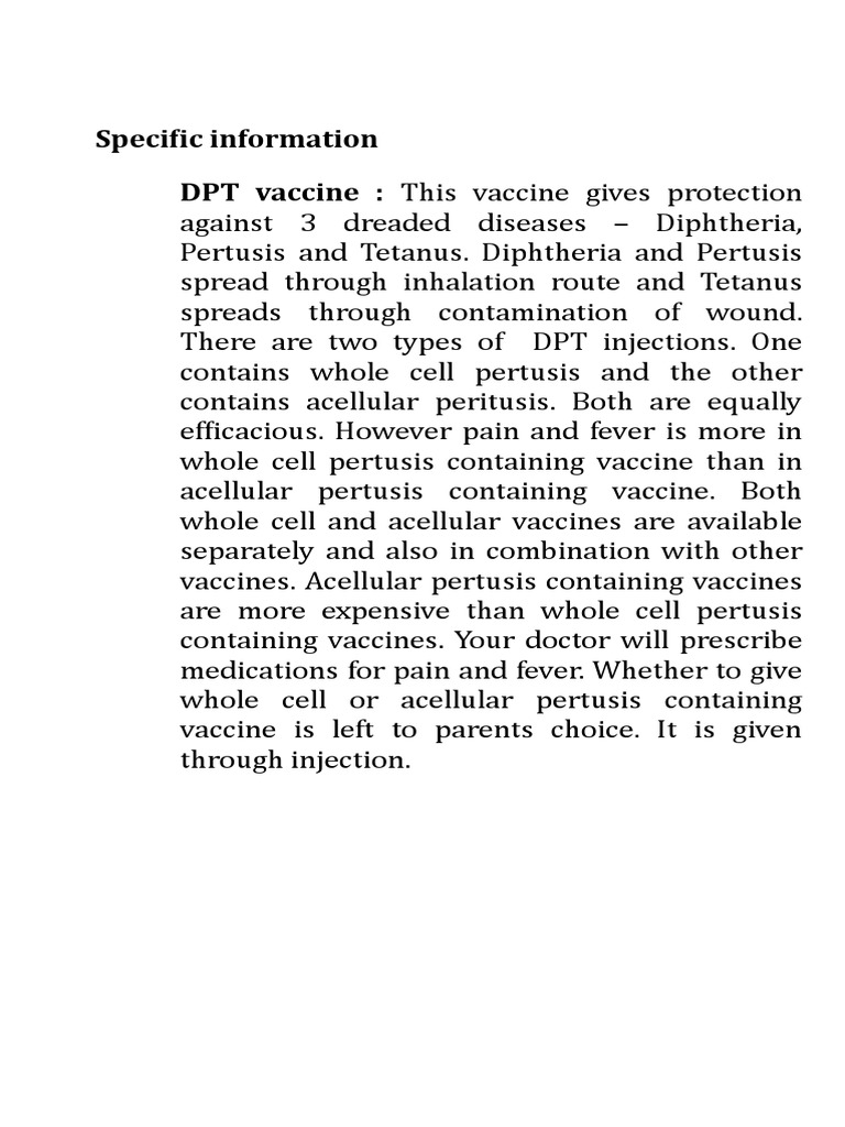 Specific Information DPT Vaccine: This Vaccine Gives Protection ...