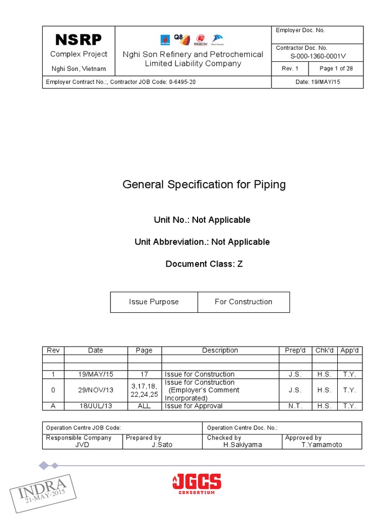 Piping Support Specifications for NSRP | PDF | Pipe (Fluid Conveyance ...