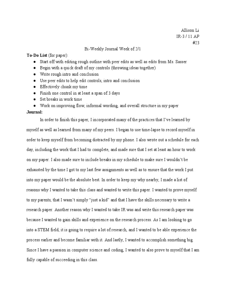 Bi-Weekly Journal 2 28 | PDF