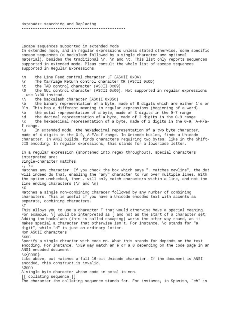 Notepad++ Searching and Replacing | Download Free PDF | Regular ...