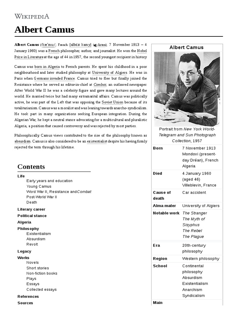 Albert Camus | PDF | Albert Camus | Existentialism