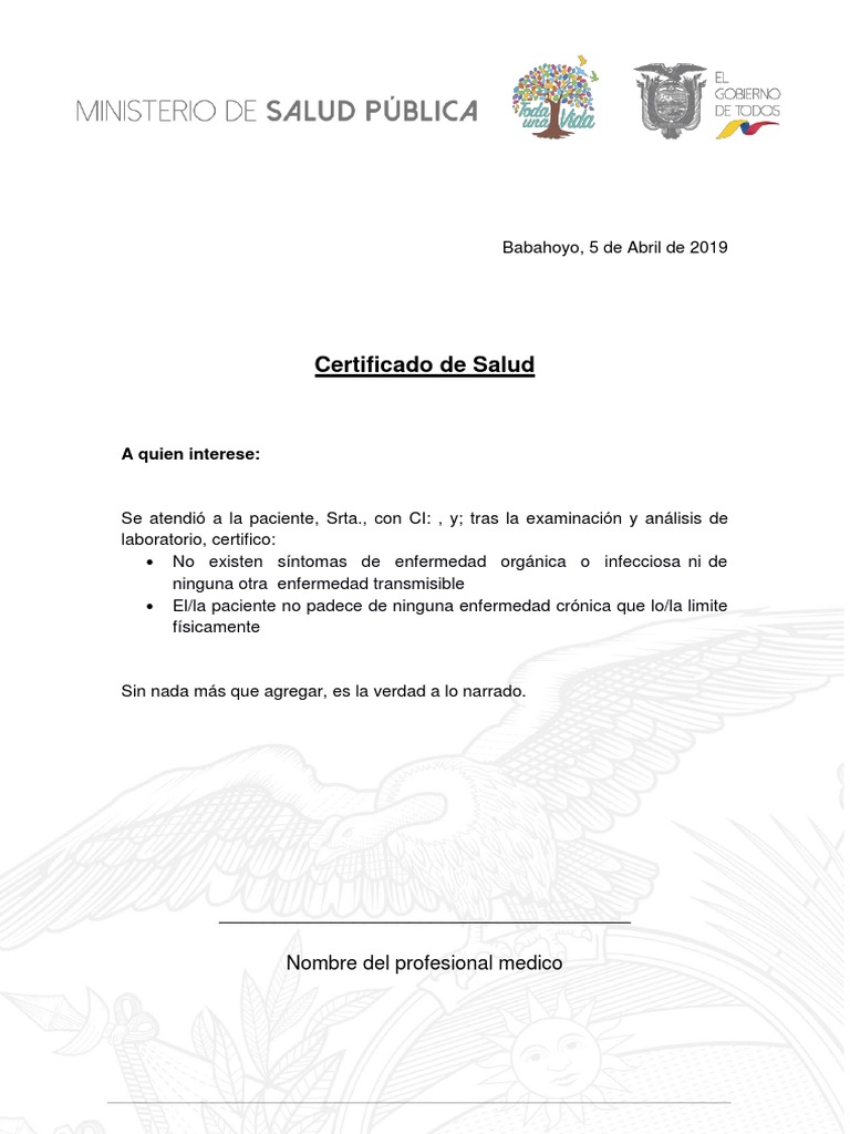 Certificados Salud MSP | PDF