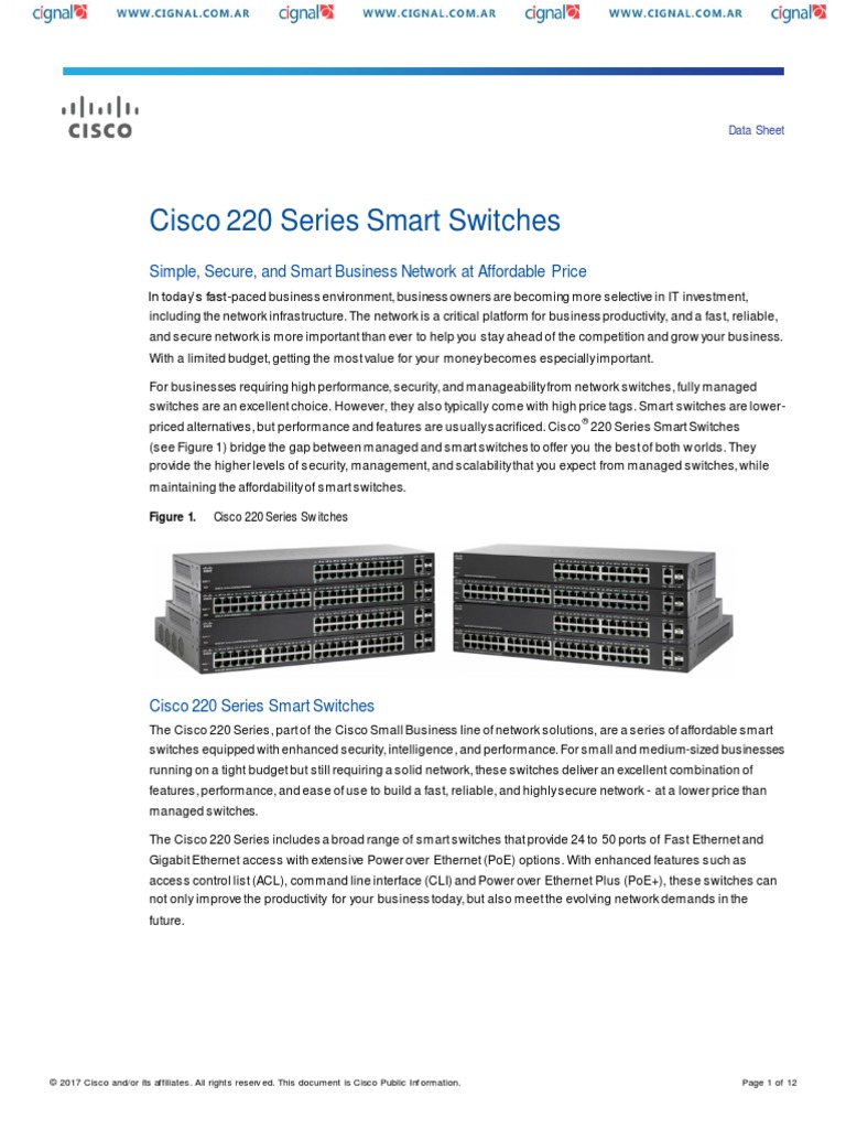 Cisco 220 Serie Datasheet | PDF | Network Switch | Voice Over Ip