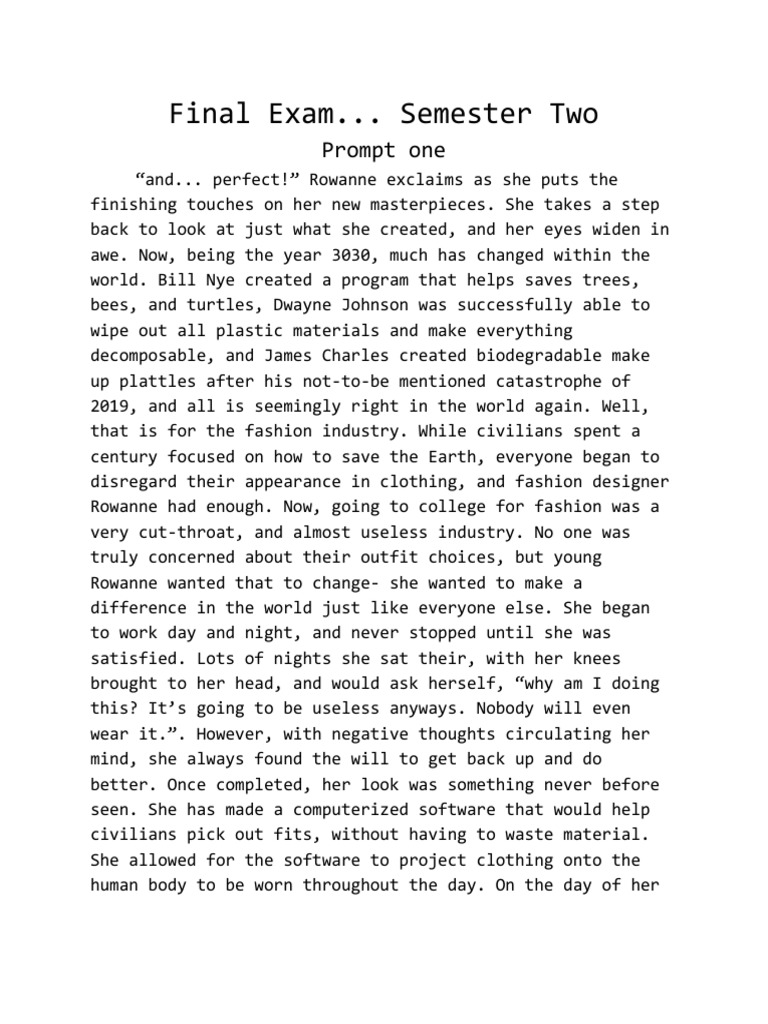 Final Exam - Creative Writing | PDF | Leisure